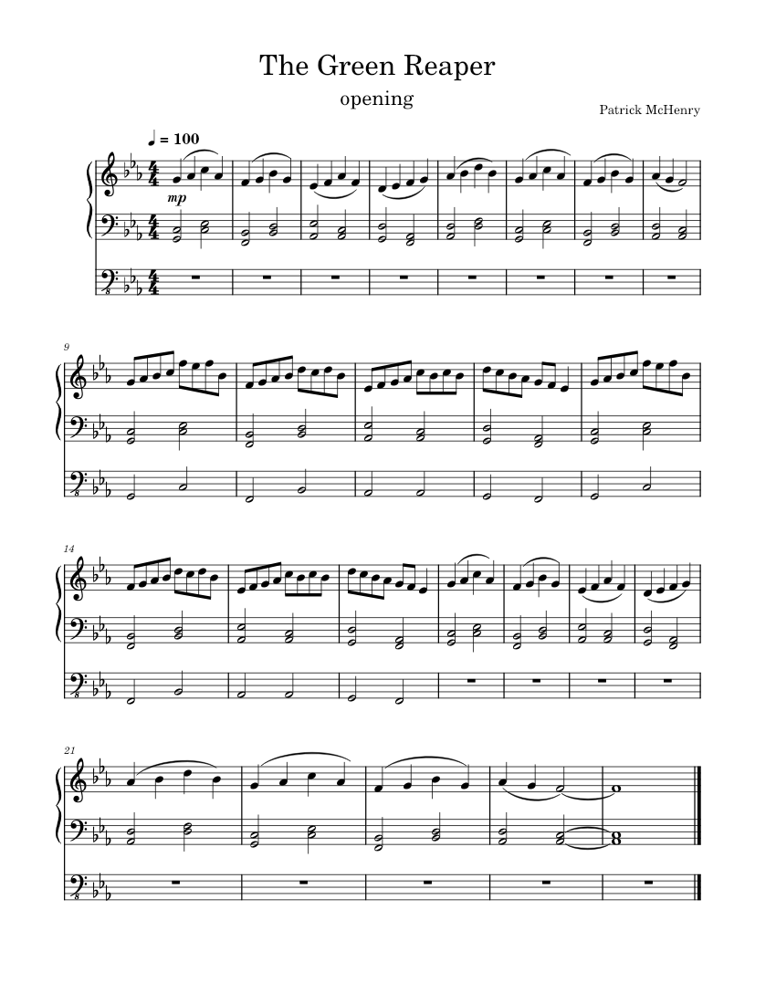 The Green Reaper-opening Sheet music for Organ (Solo) | Musescore.com