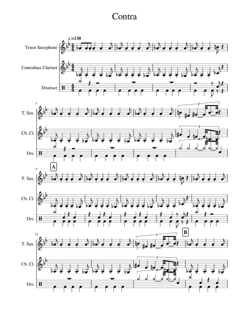 Contra - Moon Hooch Sheet music for Clarinet contrabass, Saxophone ...