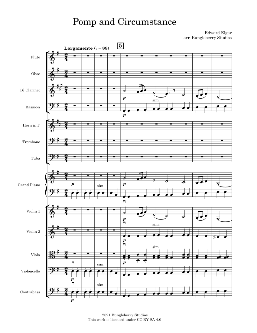Pomp and Circumstance March No.1, Op.39 No.1 – Edward Elgar Sheet music ...