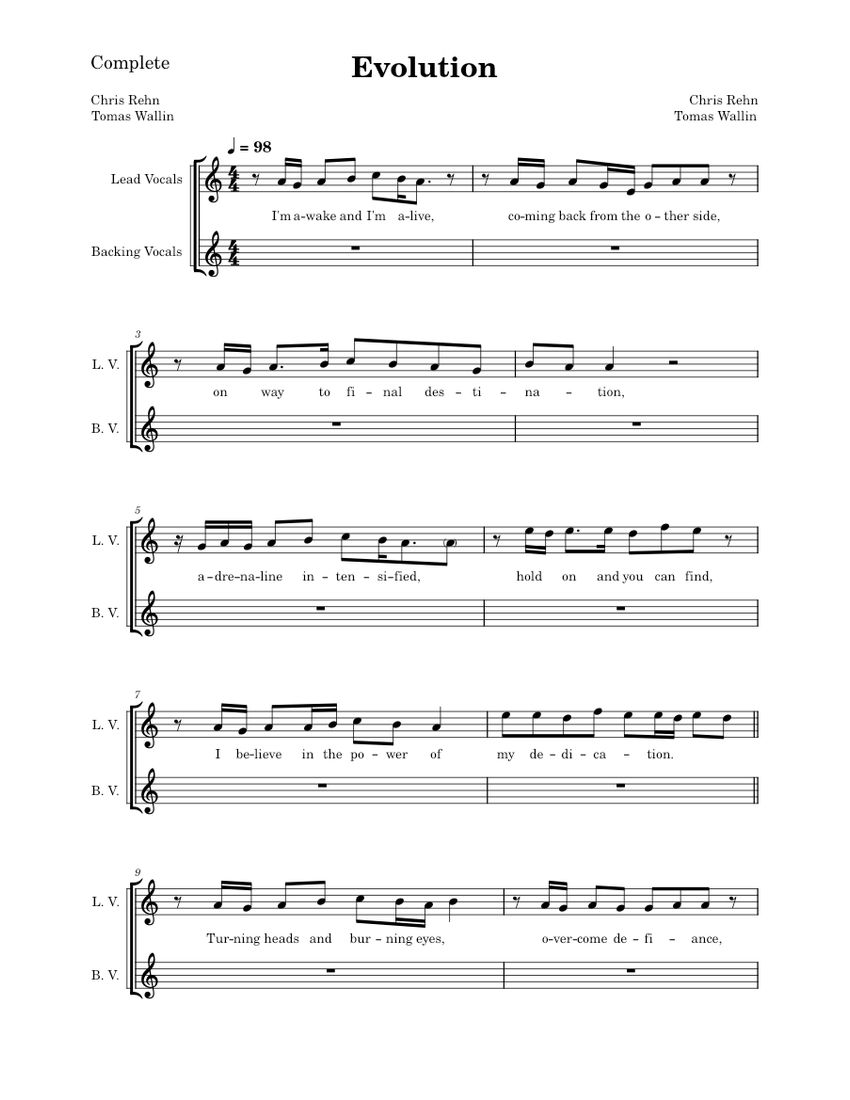 Evolution – Dreamstate Sheet music for Vocals (A Capella) | Musescore.com