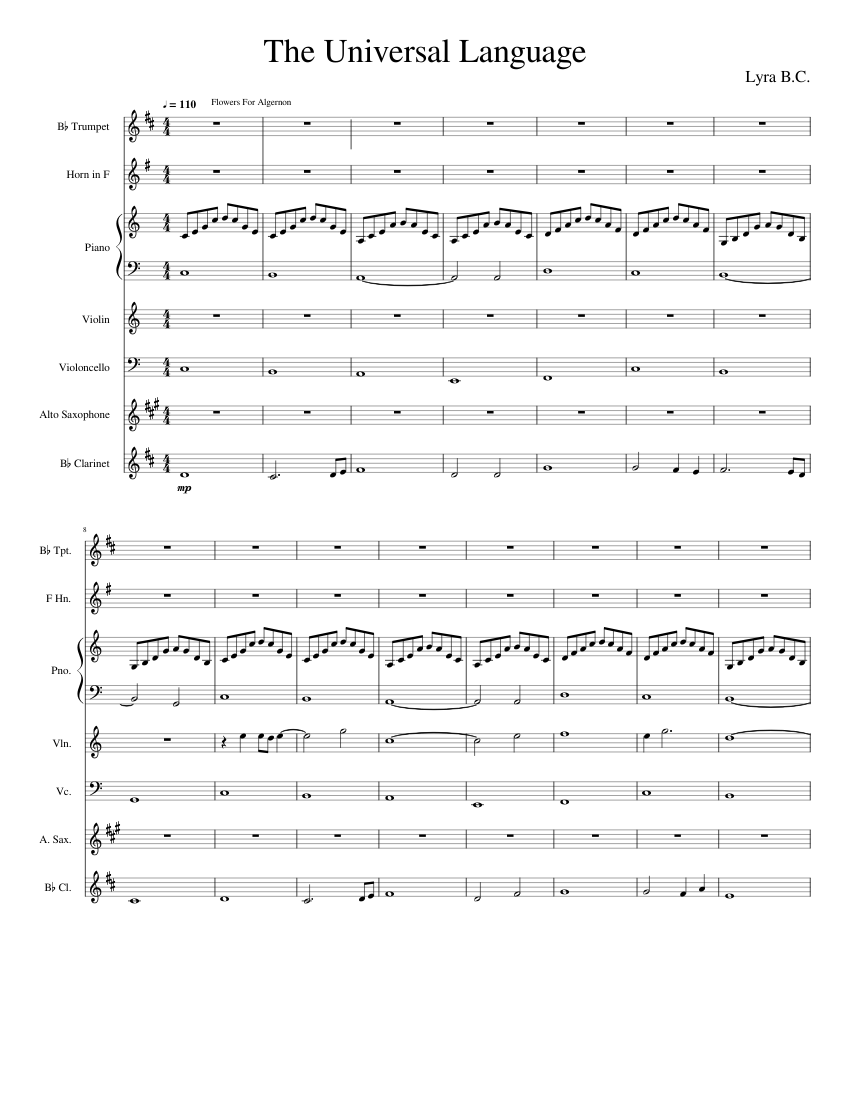The_Universal_Language Sheet music for Piano, Clarinet in b-flat ...