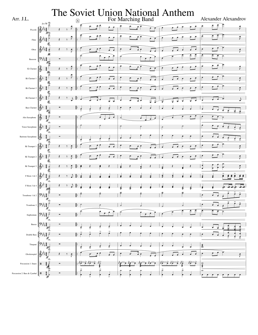 The Soviet Union National Anthem Sheet Music for Trombone, Euphonium ...