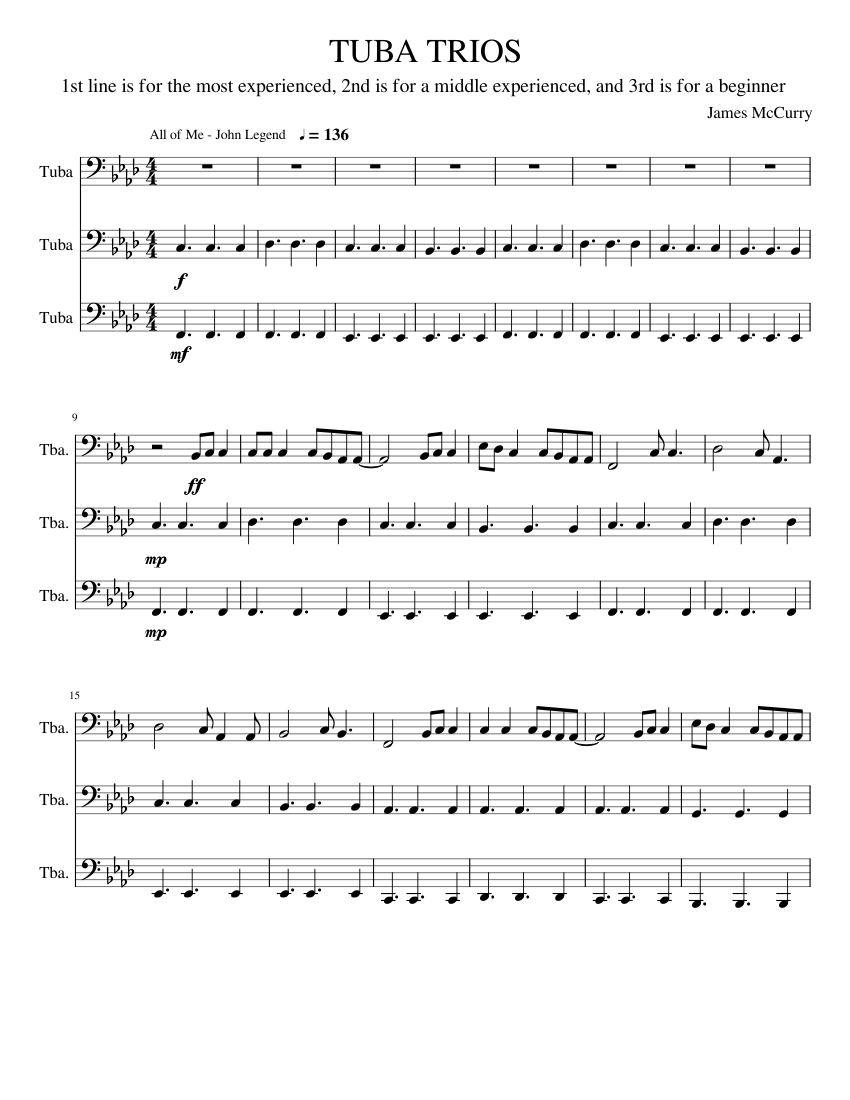 TUBA TRIOS Sheet music for Tuba (Mixed Trio) | Musescore.com