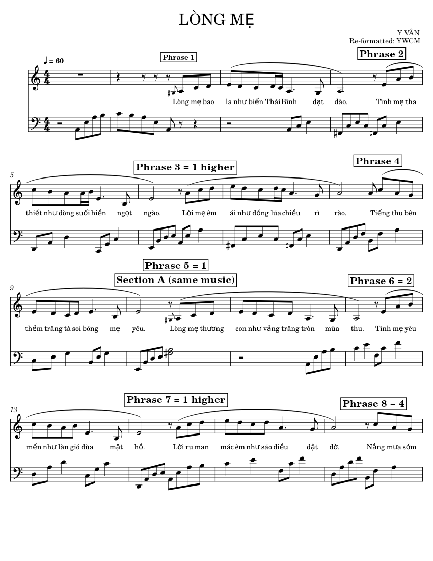 Long Me - Melody Piano - YWCM Sheet Music for Piano (Piano Duo ...