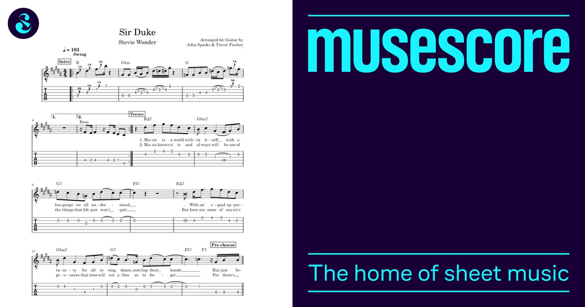 Sir duke – Stevie Wonder Sheet Music and Tab with Chords for Guitar ...