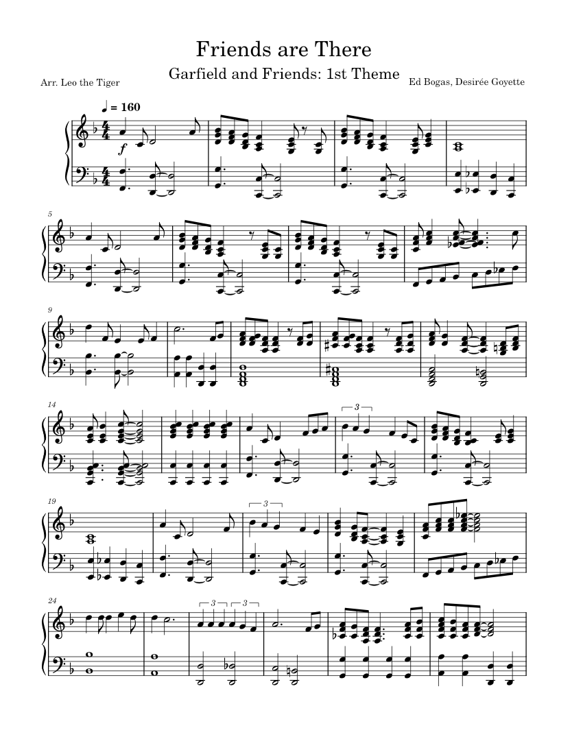 Piano Solo: Friends are There (Garfield and Friends Theme) – Ed Bogas ...