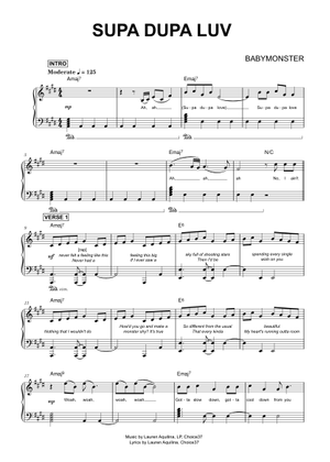 SUPA DUPA LUV — BABYMONSTER (베이비몬스터) [Piano Version] Sheet Music for ...