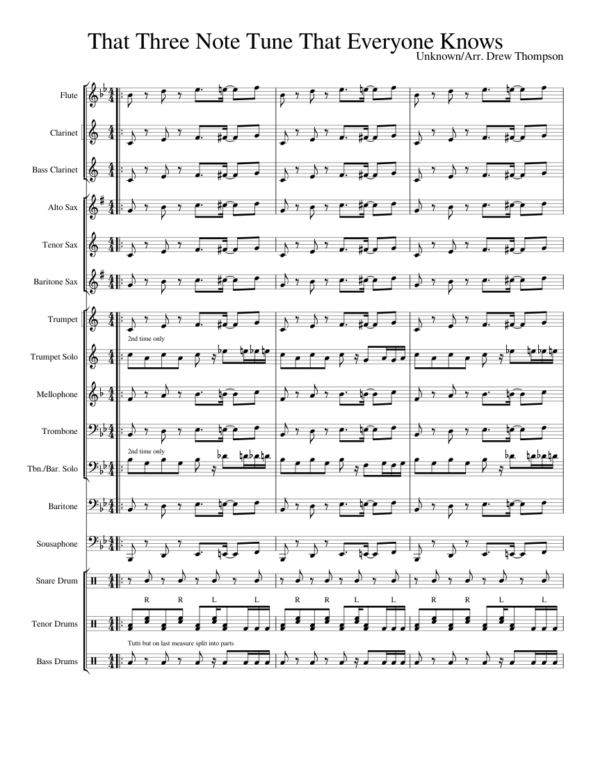 That three note tune that every one knows Sheet music for Trombone ...