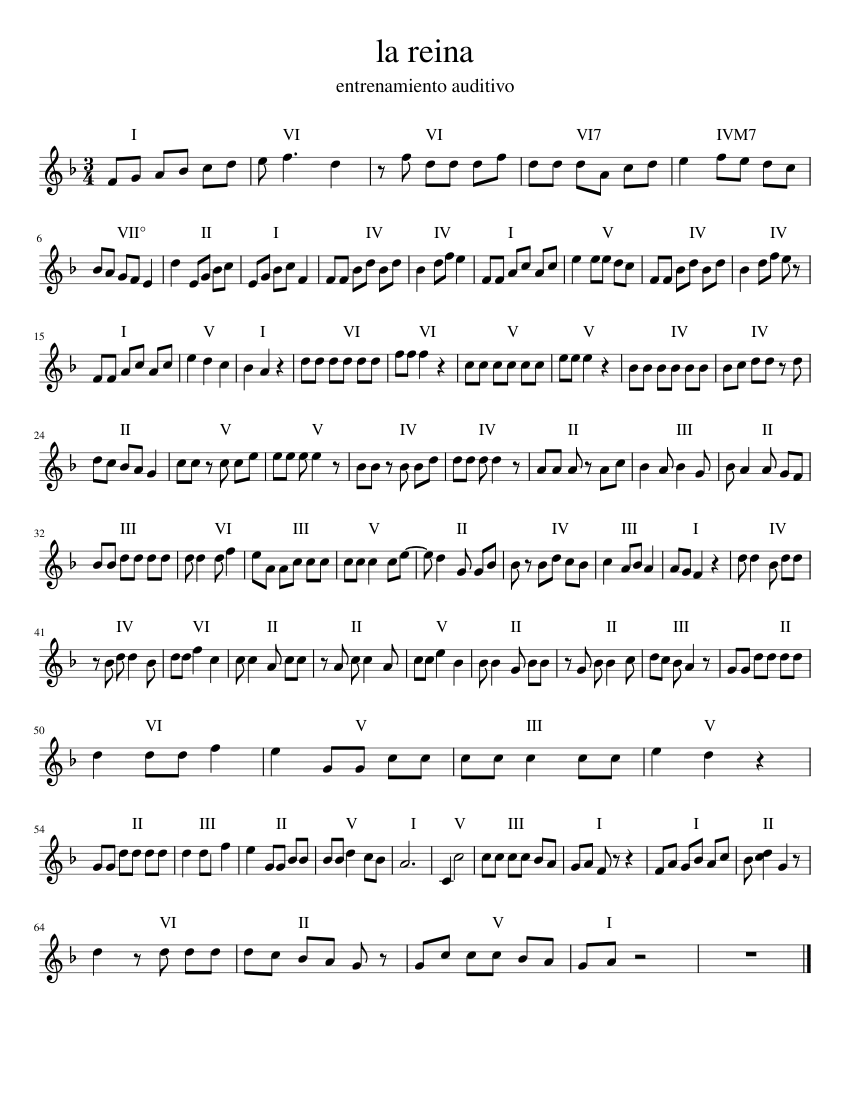 Entrenamiento auditivo la_reina Sheet music for Piano (Solo ...
