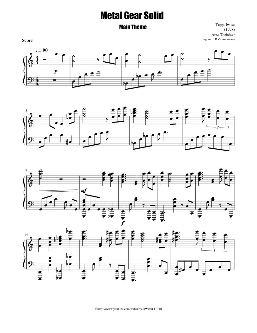 Metal Gear Solid - Main Theme Sheet Music for Piano (Solo) | MuseScore.com
