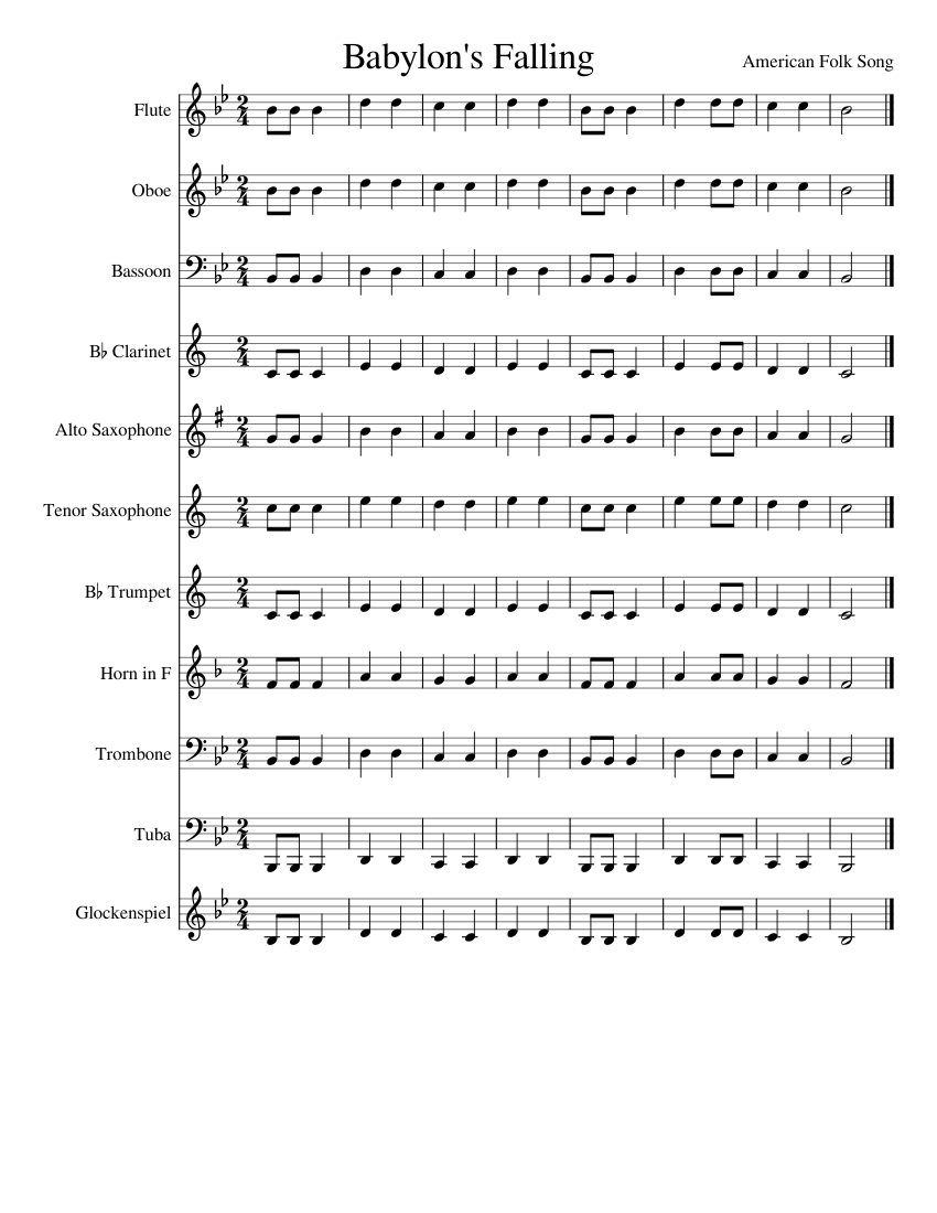 Babylon's Falling Sheet music for Trombone, Tuba, Flute, Oboe & more ...