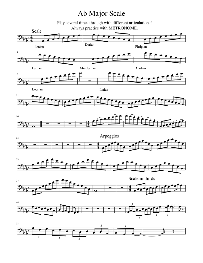 Ab Major Scale Sheet music for Bassoon (Solo) | Musescore.com