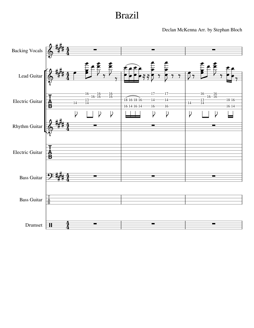 Brazil - Declan McKenna Sheet Music and Tab for Vocals, Guitar, Bass ...