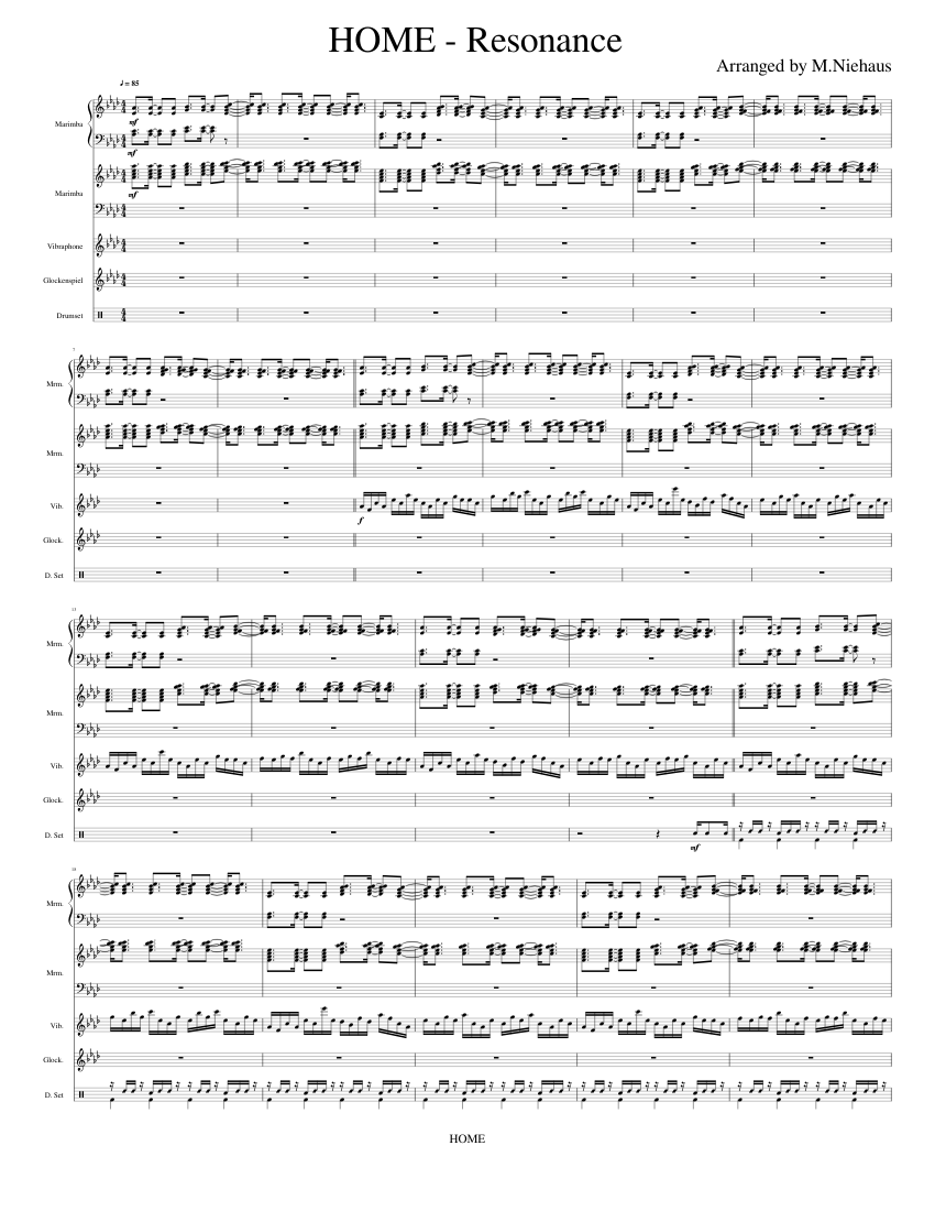 HOME Resonance Sheet music for Vibraphone, Glockenspiel, Drum group, Marimba (Percussion ...