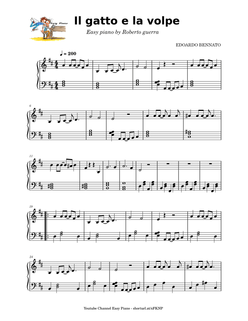 Il Gatto E La Volpe Edoardo Bennato Piano Tutorial