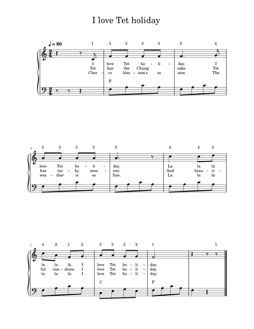 KATA Music – KATA Music I love Tet holiday Sheet music for Piano (Solo ...