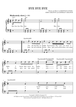 Play Official version of Bye bye bye Sheet Music by *NSYNC for Piano ...