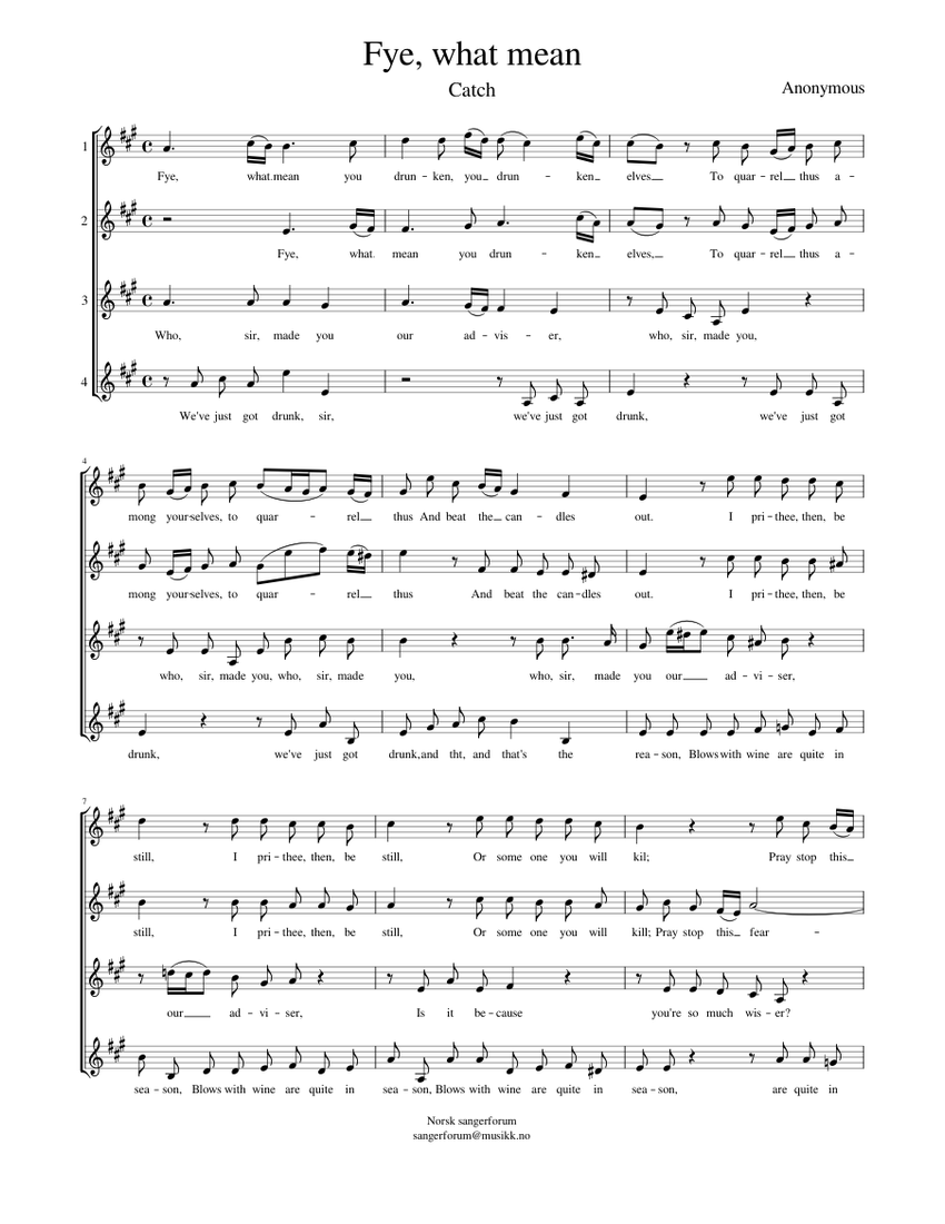 Fye, what mean Sheet music for Vocals (Choral) | Musescore.com