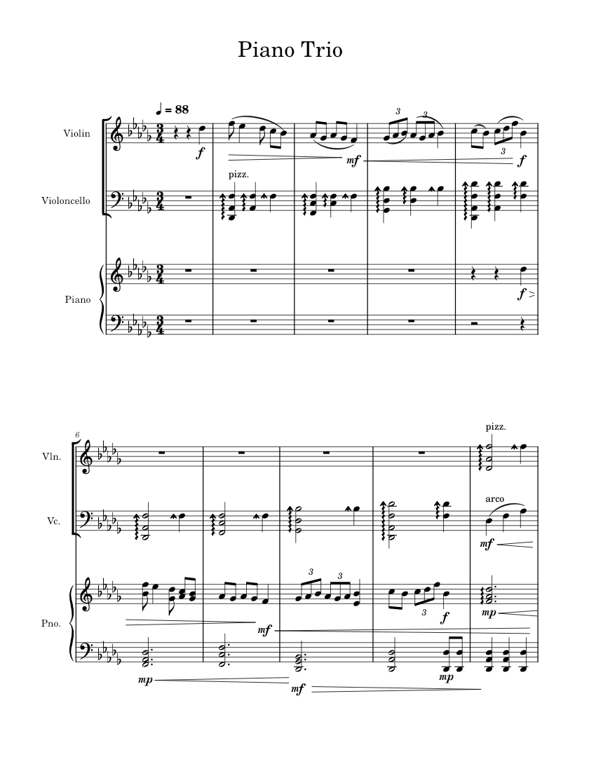 Piano Trio Sheet music for Piano, Violin, Cello (Piano Trio ...