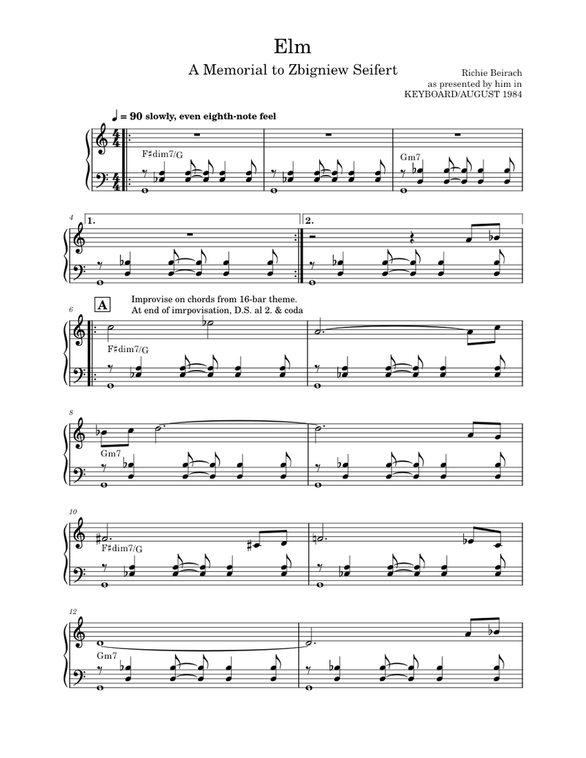 Elm, A Memorial to Zbigniew Seifert - Richie Beirach Elm - Richie ...