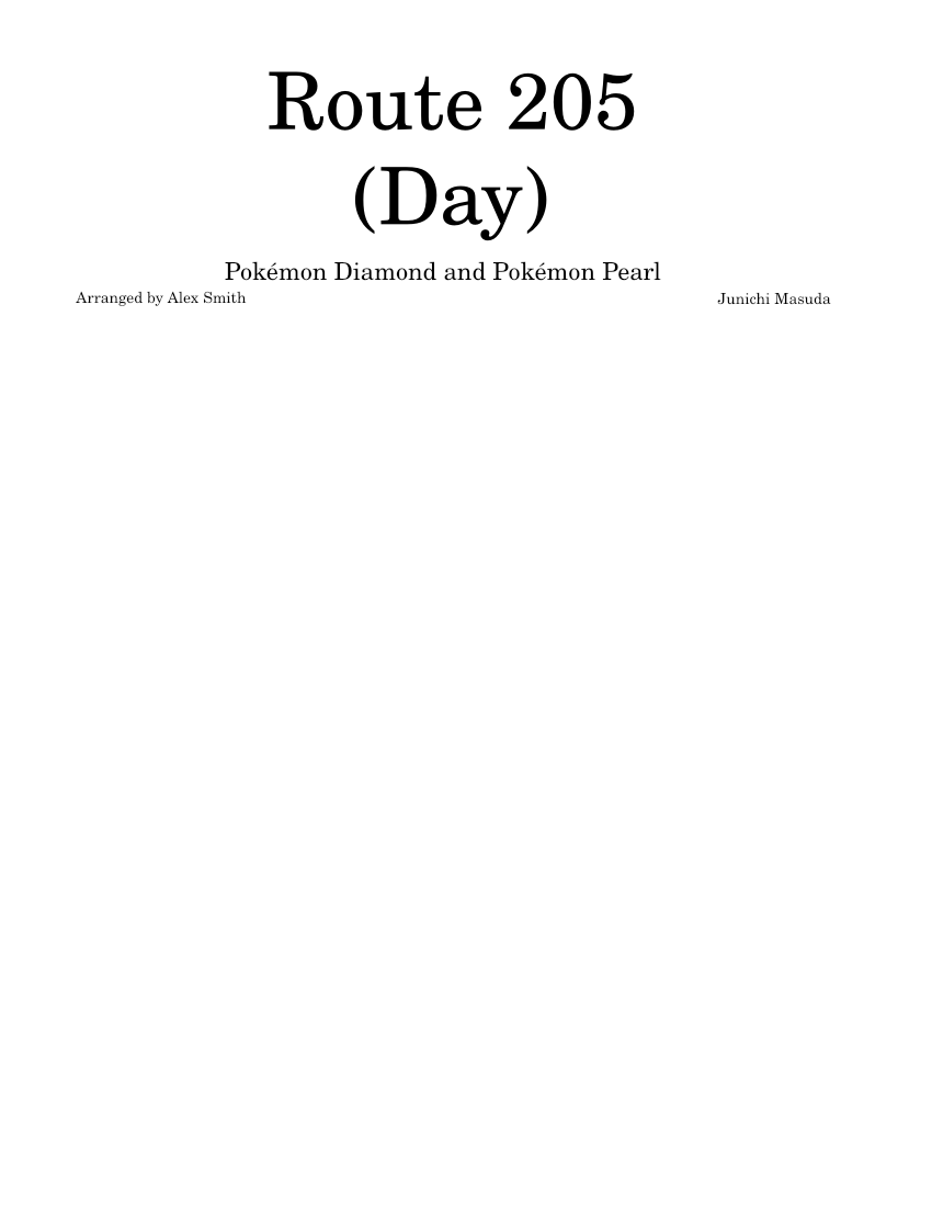 Route 205 - Pokemon Diamond and Pearl Sheet Music for Piano, Trombone ...