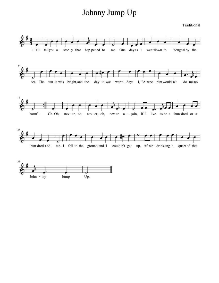 Traditional music - Johnny Jump Up Sheet music for Piano (Solo) Easy ...