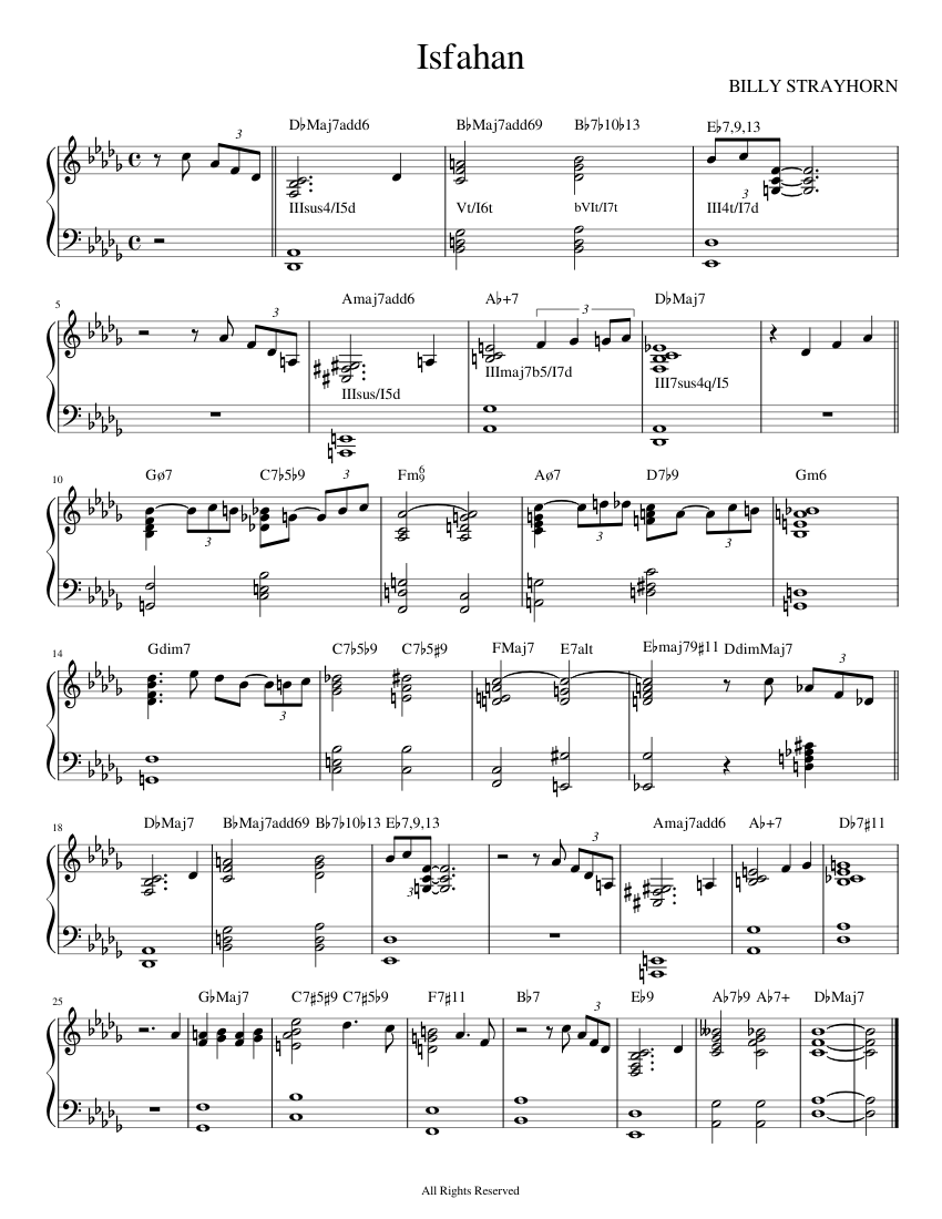 Isfahan with Piano Voicings - Billy Strayhorn Sheet Music with Chords ...