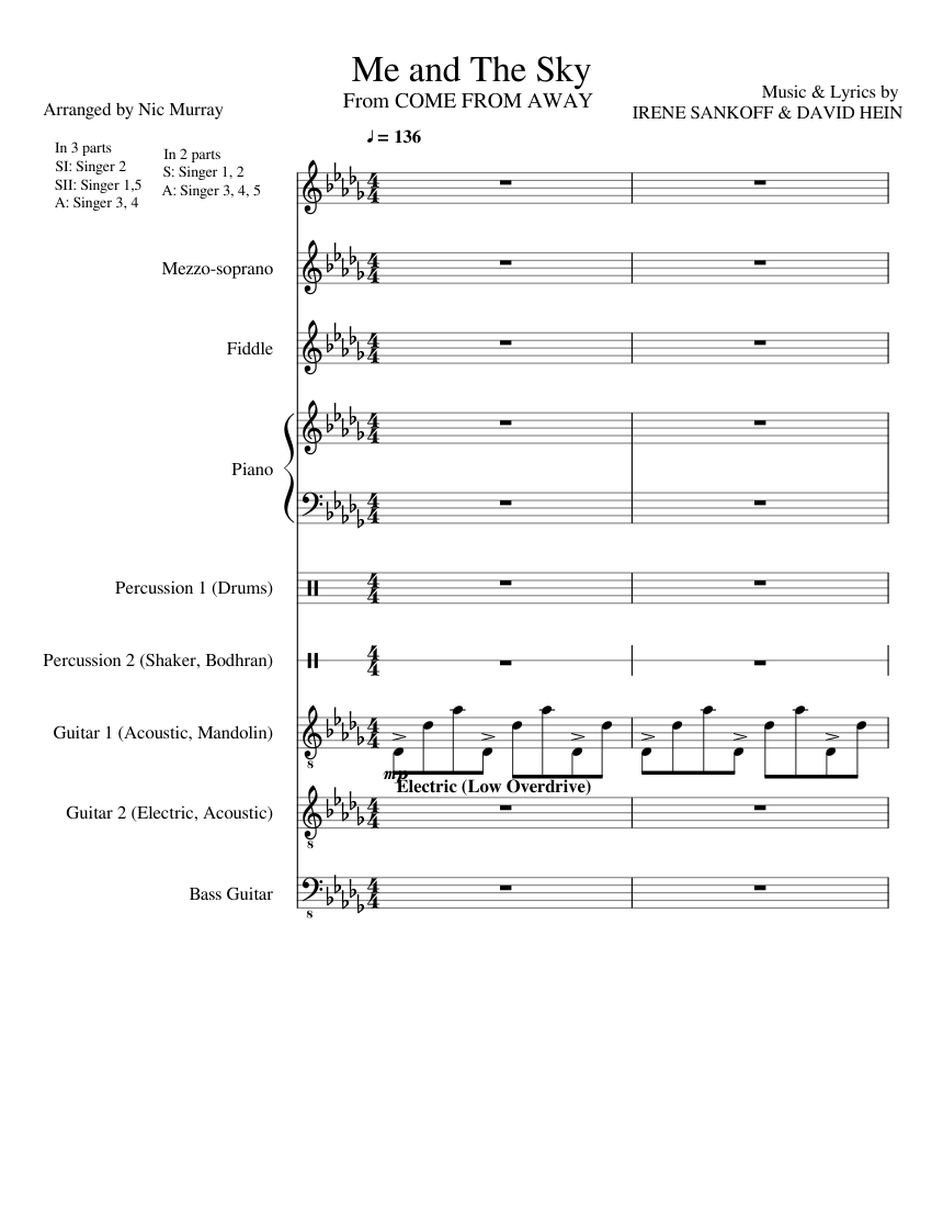 Me and The Sky from Come From Away Sheet Music with Chords for Piano ...