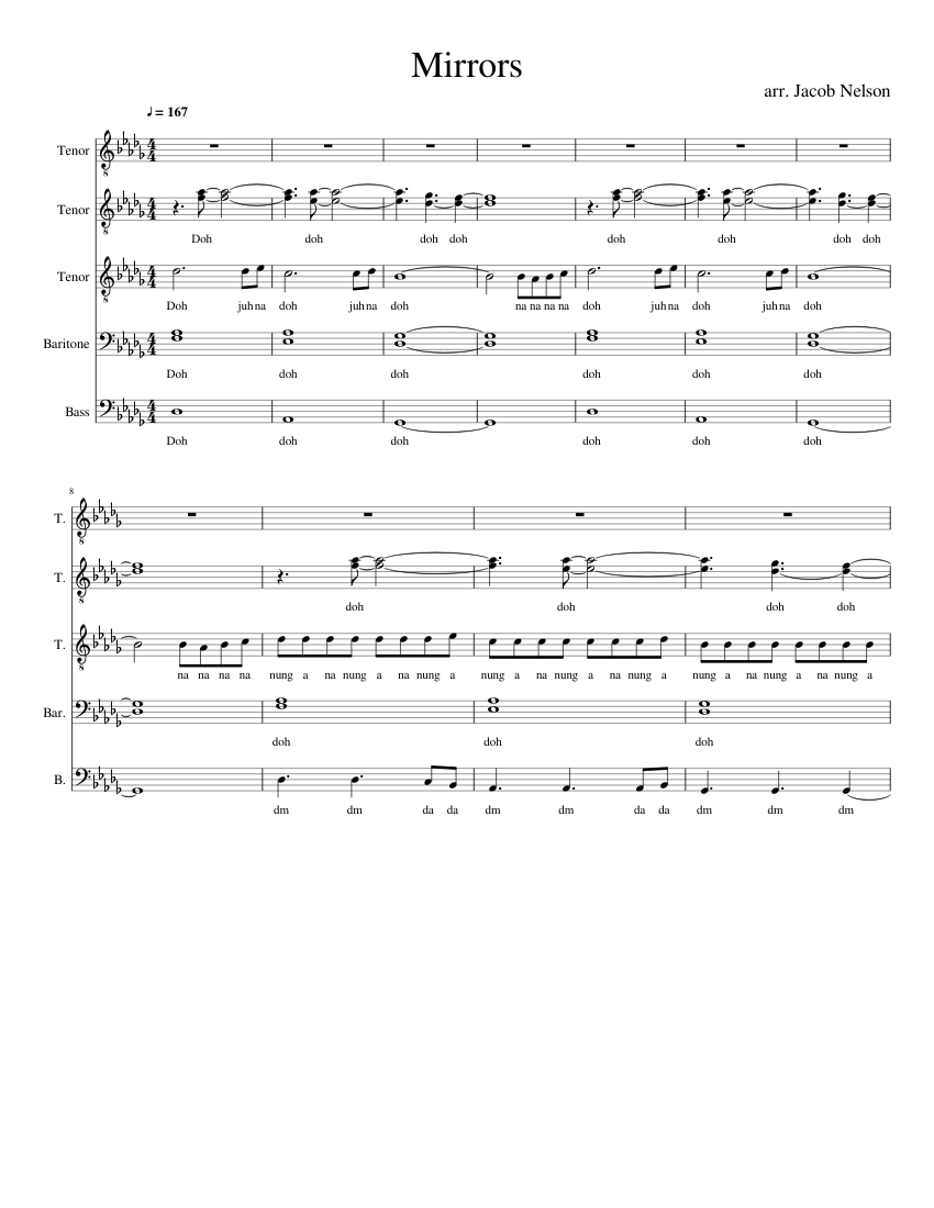Mirrors - Justin Timberlake (TTBB) Sheet Music for Tenor, Bass voice ...