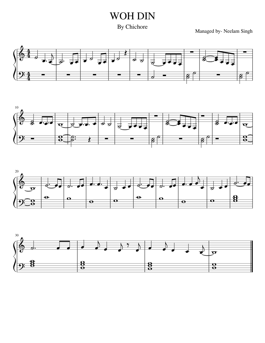 WOH DIN Sheet Music for Piano (Solo) easy | MuseScore.com