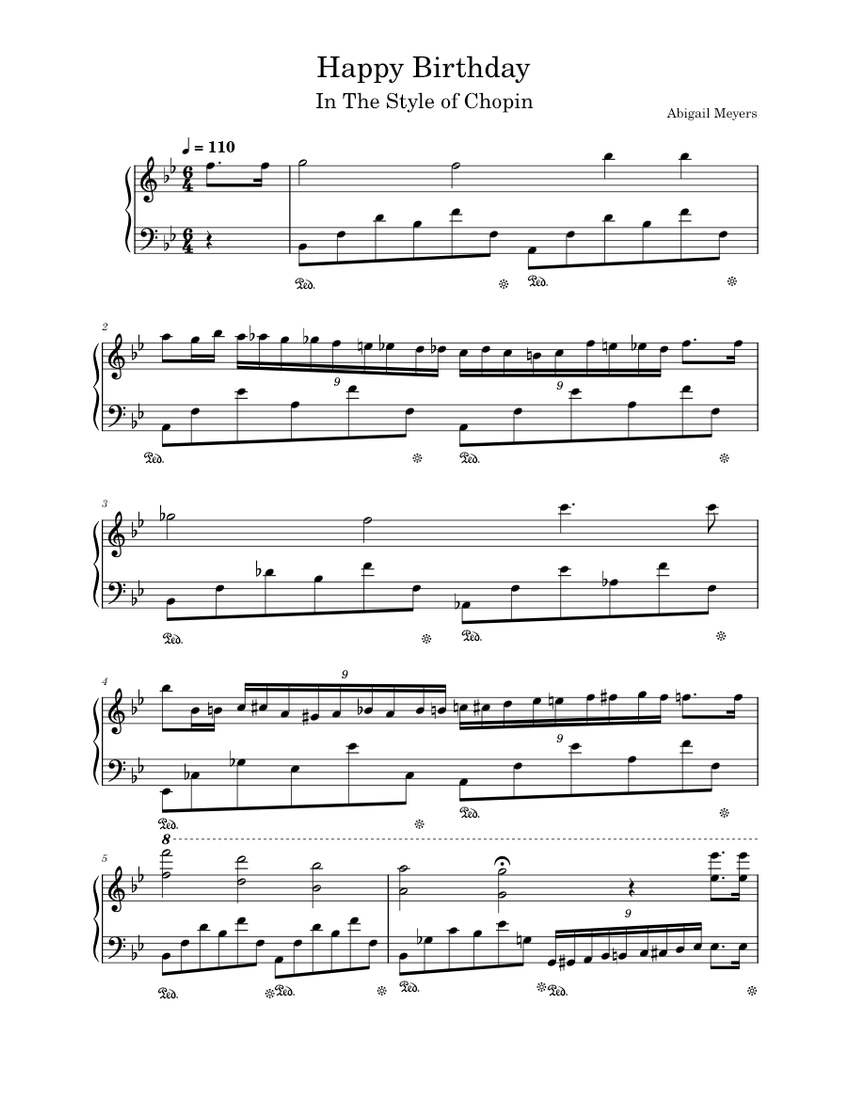 Happy Birthday In The Style of Chopin Sheet Music for Piano (Solo) | MuseScore.com