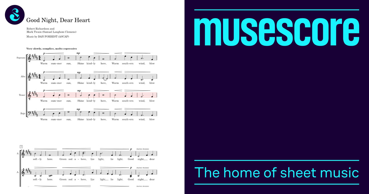 Good Night Dear Heart – Dan Forrest Sheet Music for Soprano, Alto ...