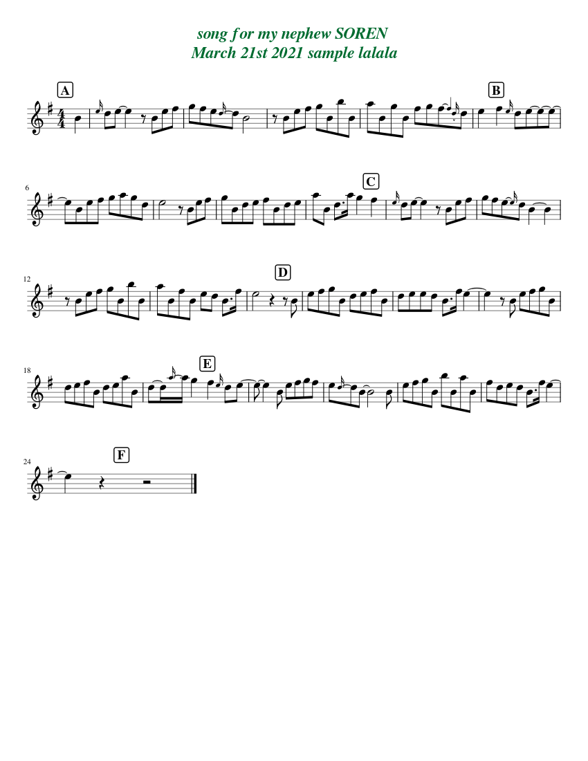 Soren song June 1st sample 2020 to March 21 2021 Sheet music for Piano ...