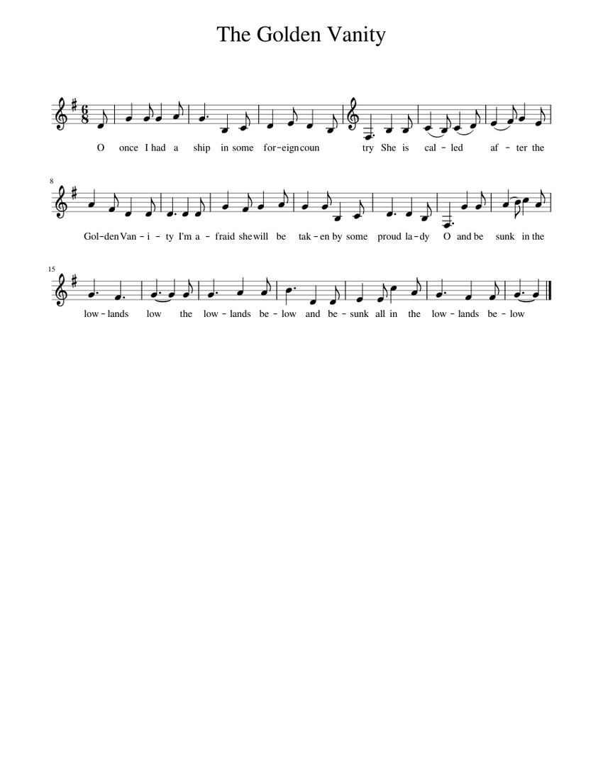 The Golden Vanity Sheet music for Piano (Solo) Easy | Musescore.com
