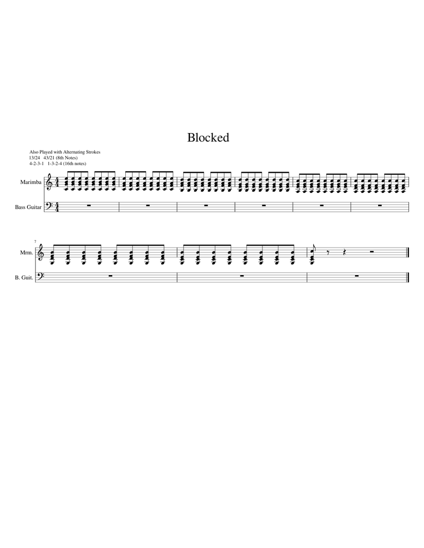 Shifting Chords Sheet Music for Bass guitar, Marimba (Mixed Duet) | MuseScore.com