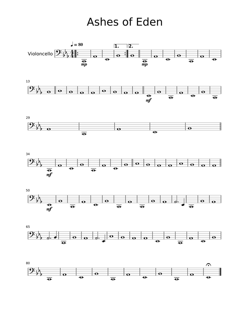 Ashes Of Eden - Breaking Benjamin (Piano Quintet) Sheet Music for Cello ...