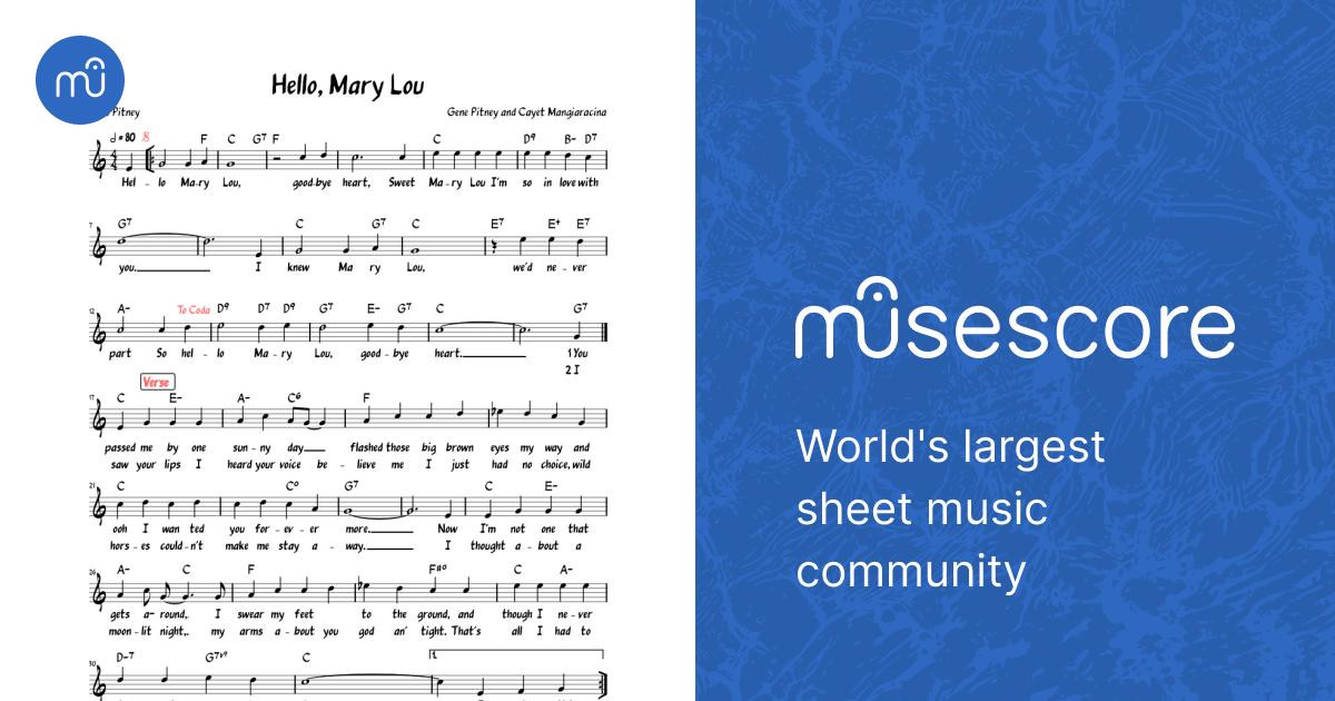 Hello, Mary Lou (Lead sheet with lyrics ) Sheet Music with Chords for ...