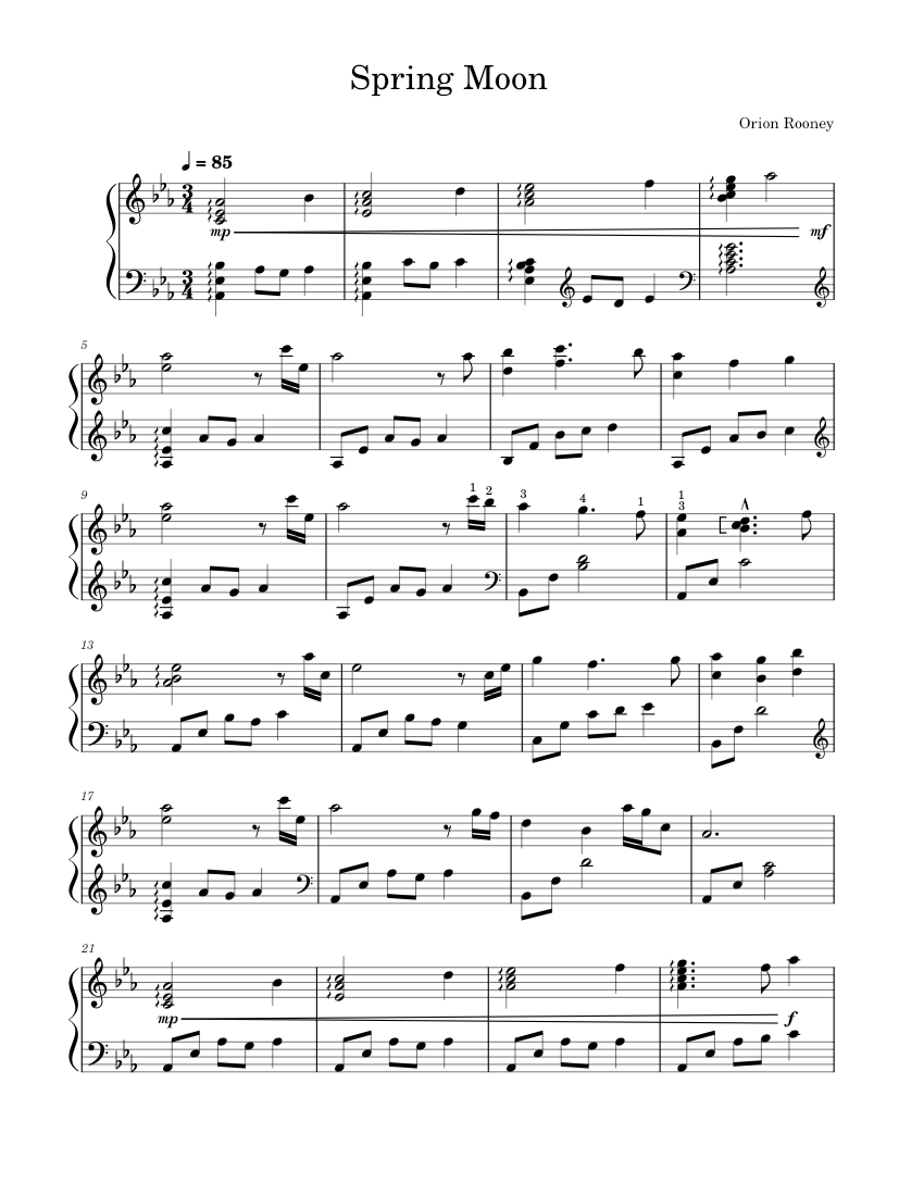 Spring Moon Sheet music for Harp (Solo) | Musescore.com