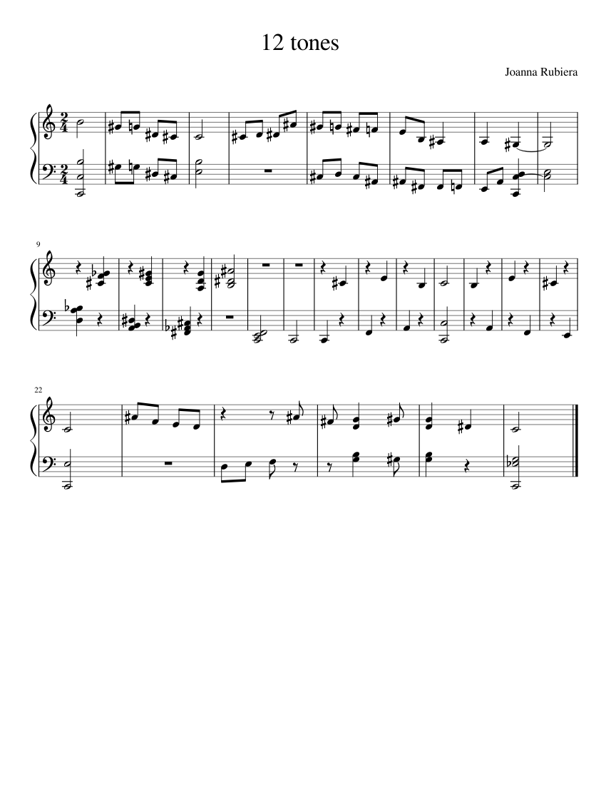 12 tones Sheet music for Piano (Solo) | Musescore.com