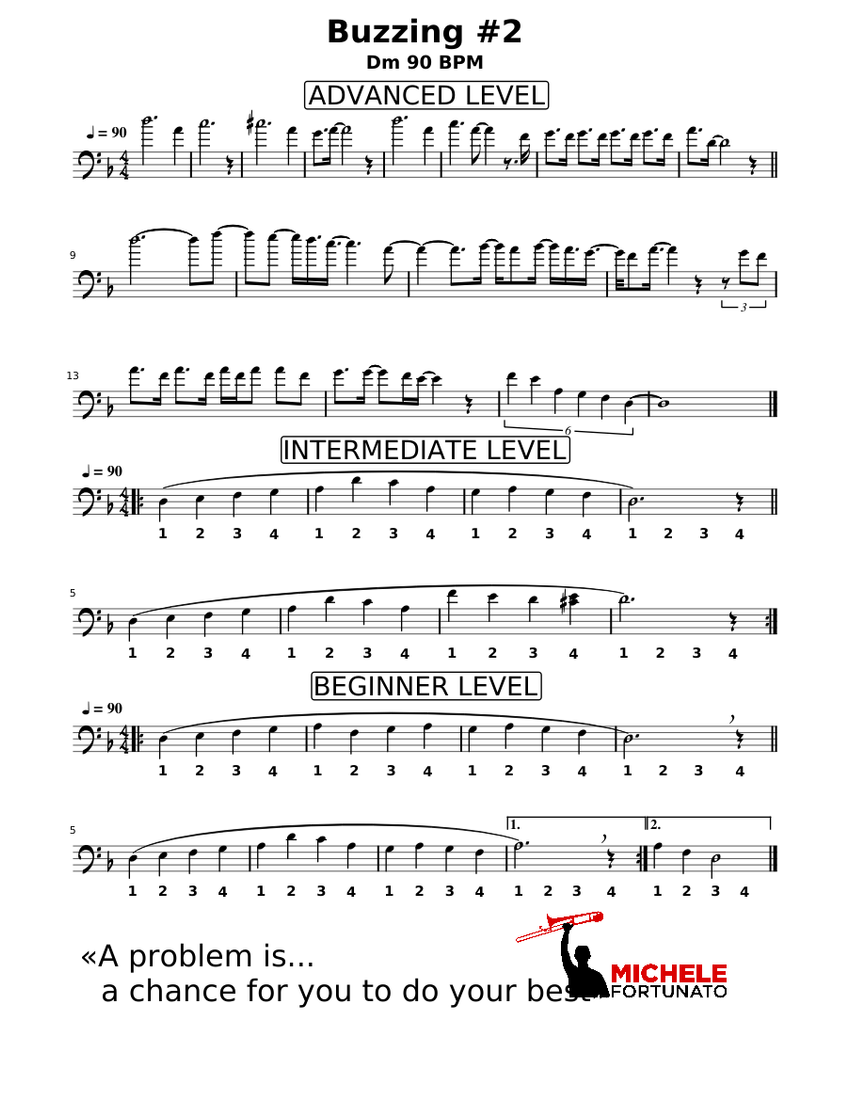 "Buzzing #2" - Michele Fortunato - Trombone Score Exercise Play Along ...
