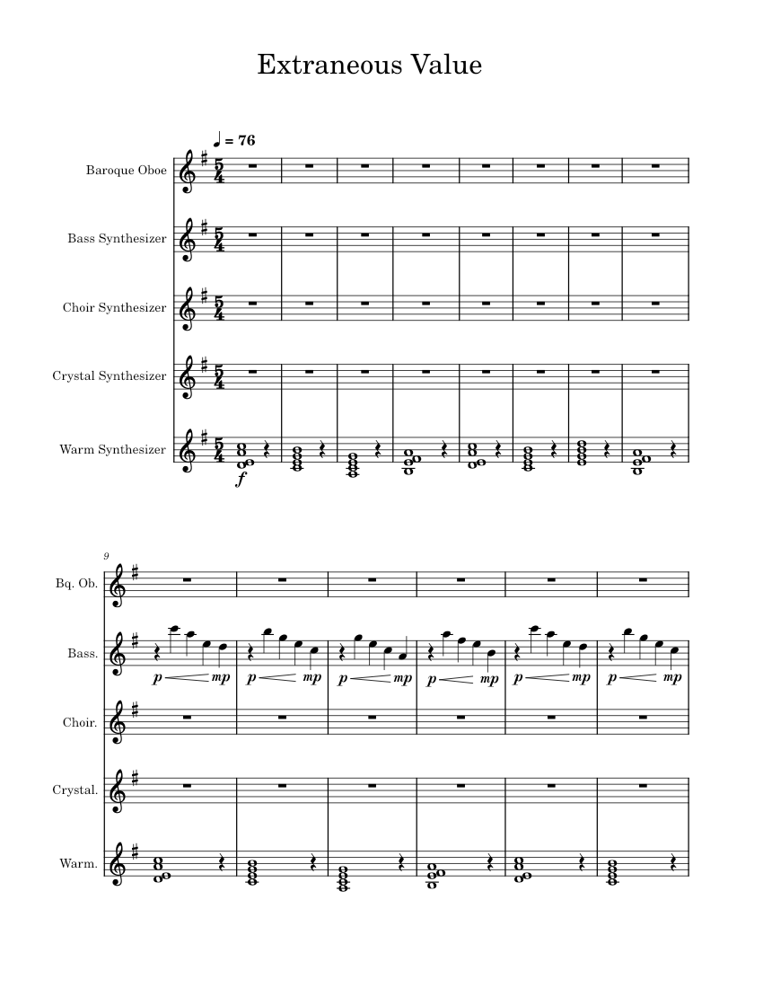 Extraneous Value - Sam Cloutier Sheet music for Oboe, Bass guitar ...