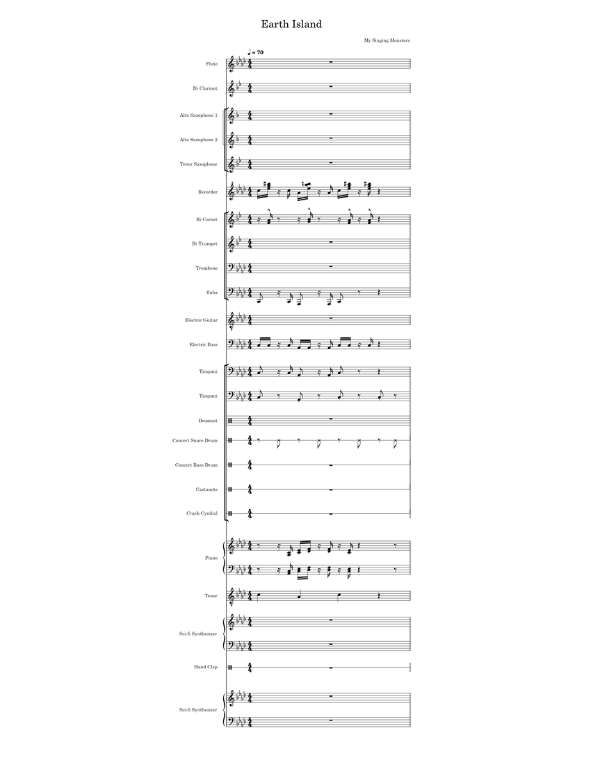 Earth Island - MSM Sheet Music for Piano, Trombone, Tenor, Cornet ...