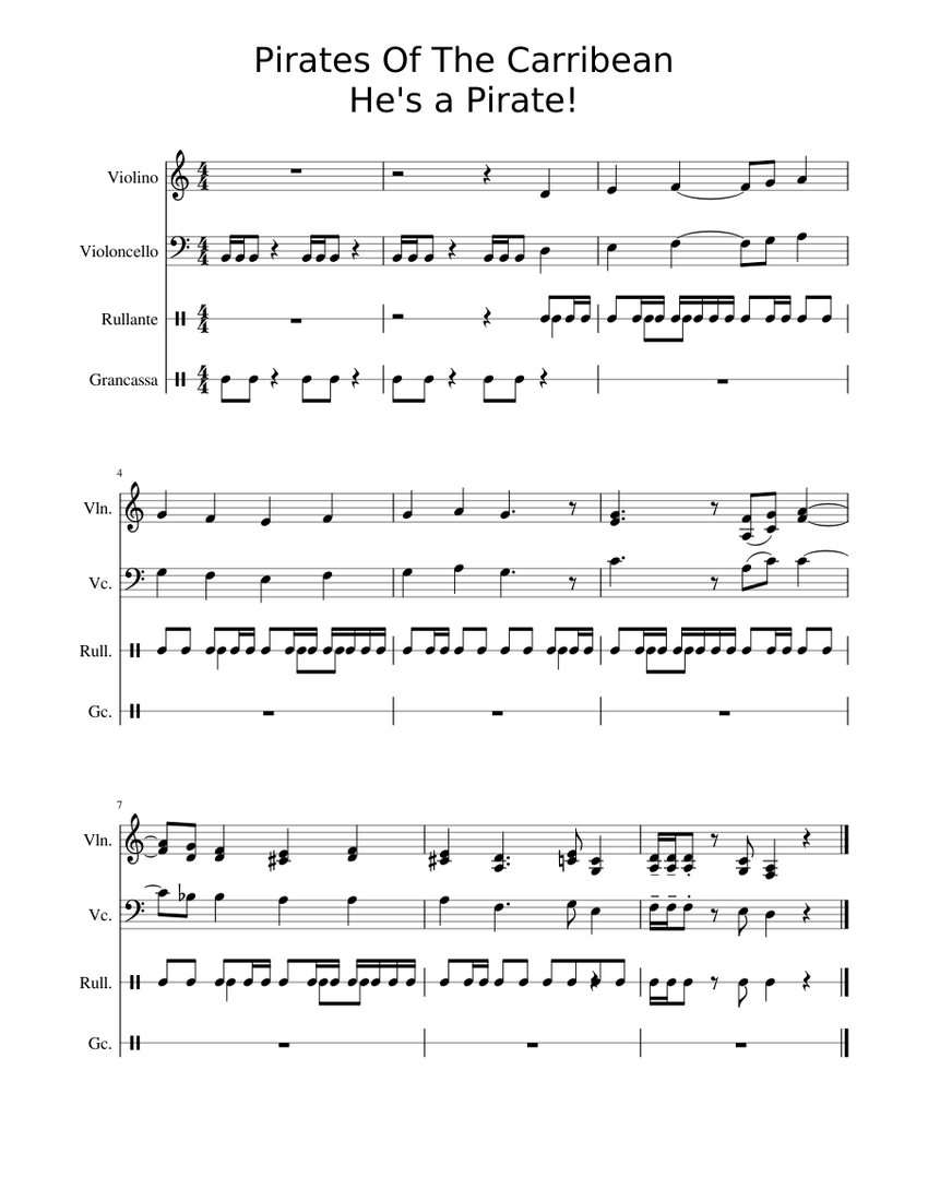 Pirates Of The Carribean He's a Pirate Sheet music for Snare drum ...