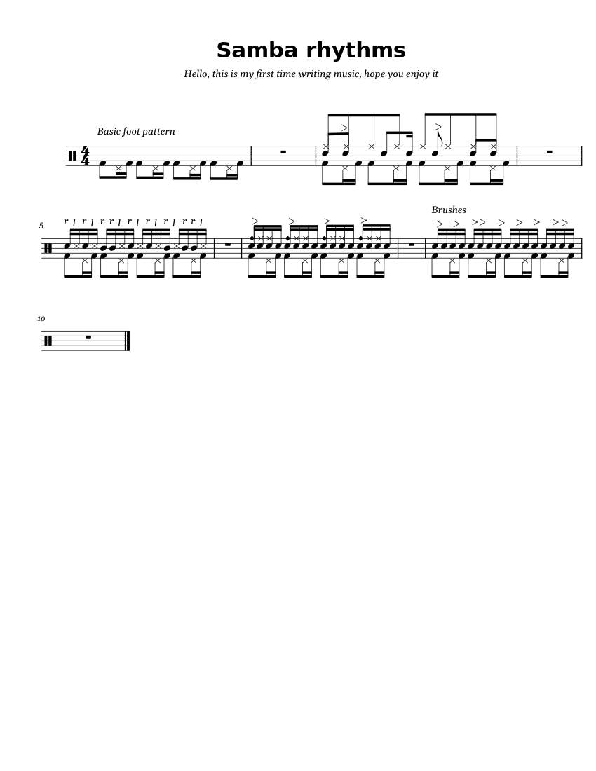 Samba rhythms Sheet Music for Drum group (Solo) | MuseScore.com