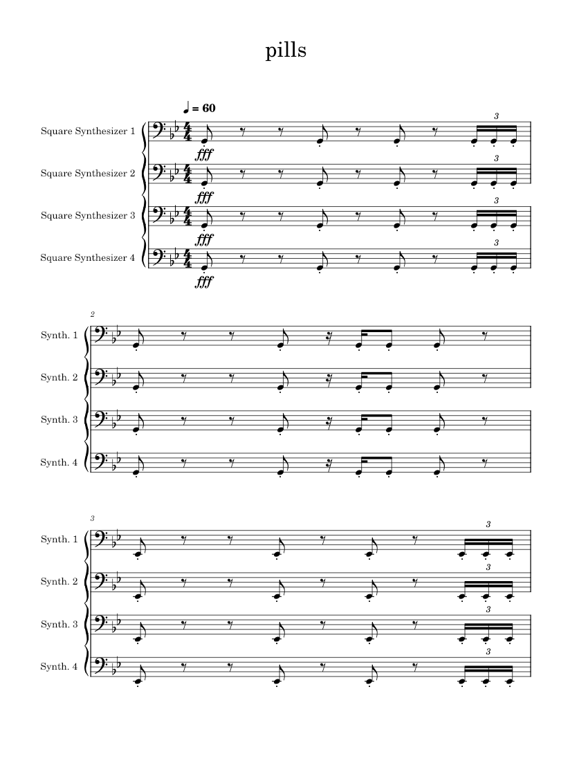 pills Sheet music for Synthesizer (Mixed Quartet) | Musescore.com