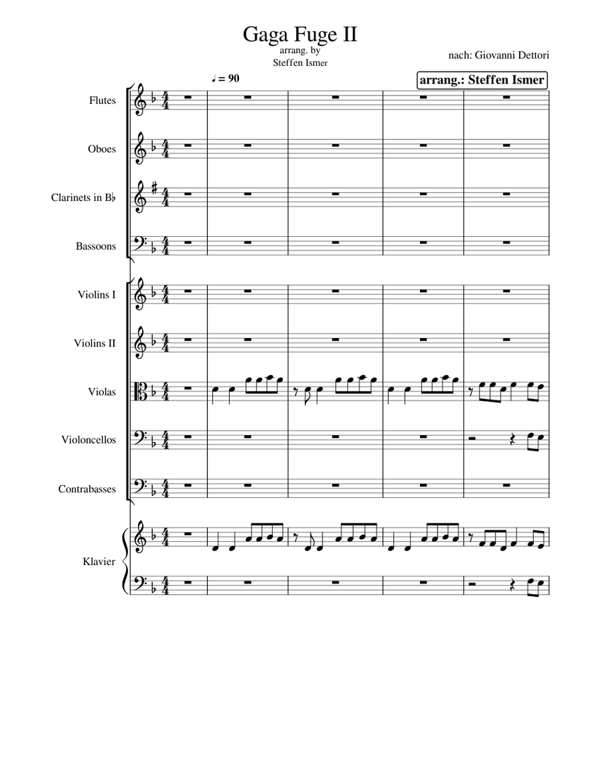 Gaga Fuge II Sheet Music for Piano, Flute, Oboe, Clarinet in b-flat & more instruments (Mixed ...