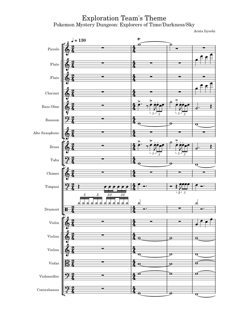 Pokemon Exploration Team's Theme Sheet music for Tuba, Flute piccolo ...