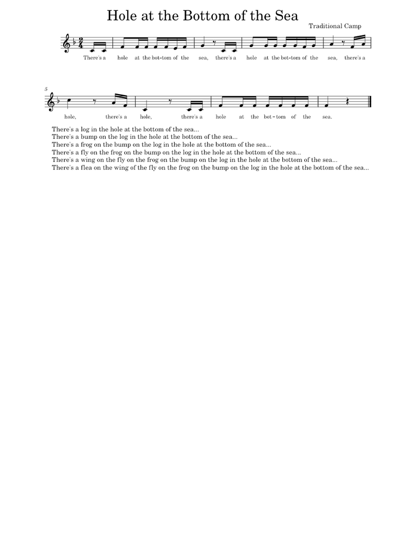 There's a Hole at the Bottom of the Sea – Misc Traditional Sheet Music ...