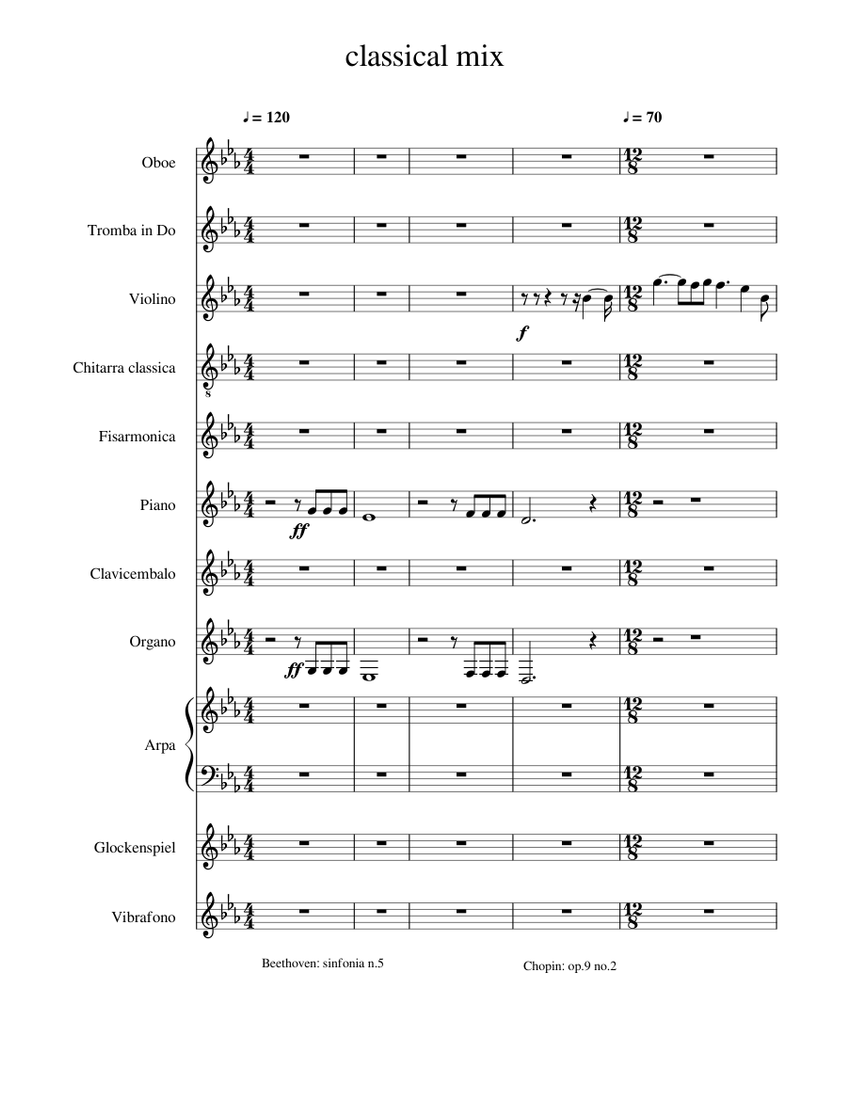 classical mix Sheet music for Piano, Accordion, Harpsichord, Organ ...