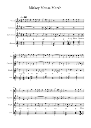 Mickey mouse - club march – Misc Cartoons Sheet Music for Violin, Viola ...